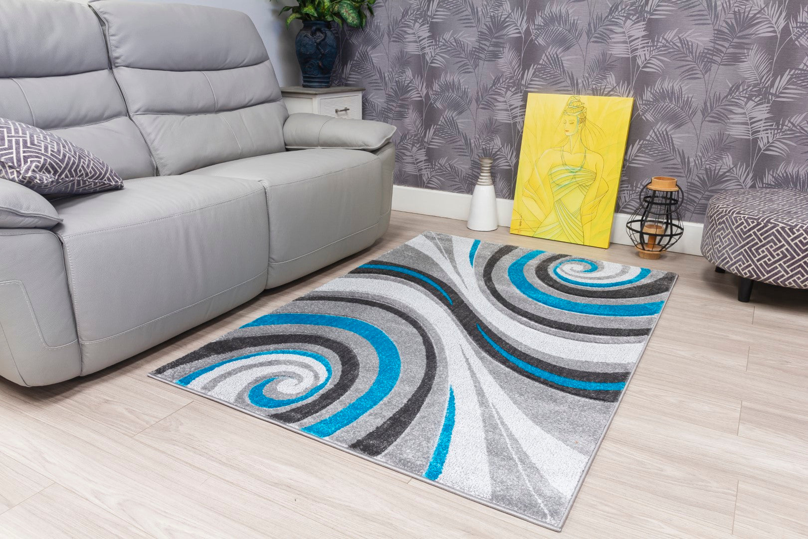 Samba Range - Spiral Rug - Grey | Teal – SuperRugStore